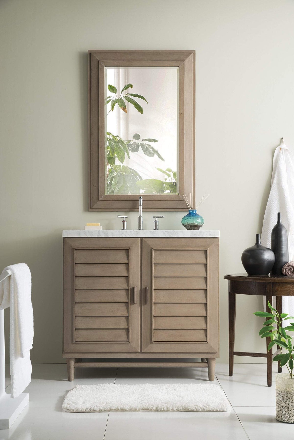 Portland 36" Single Vanity, White Washed Walnut - Luxury Bath Collection